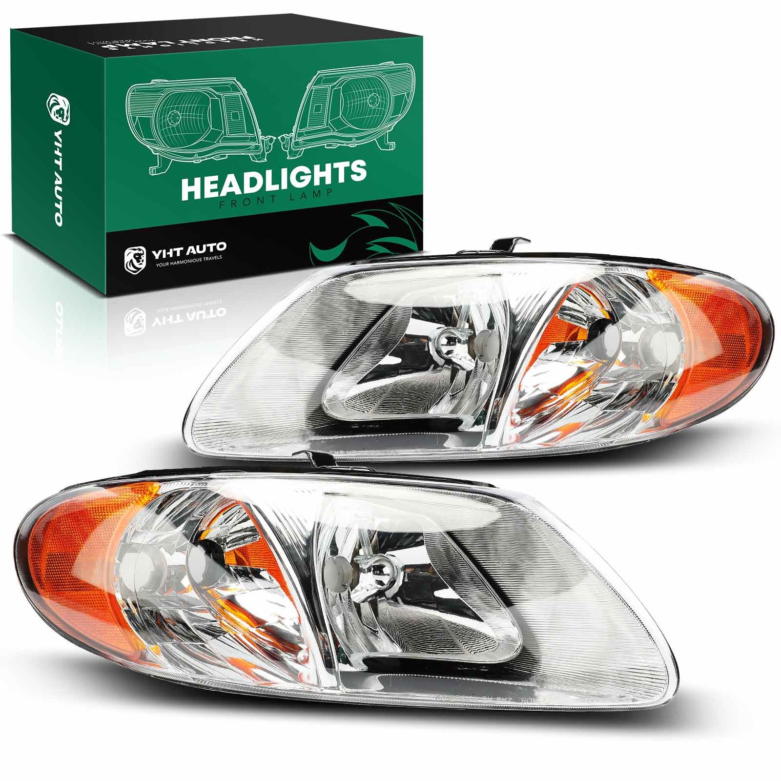 Front Halogen Headlights Assembly HB5 9007 without Bulb for Chrysler ...