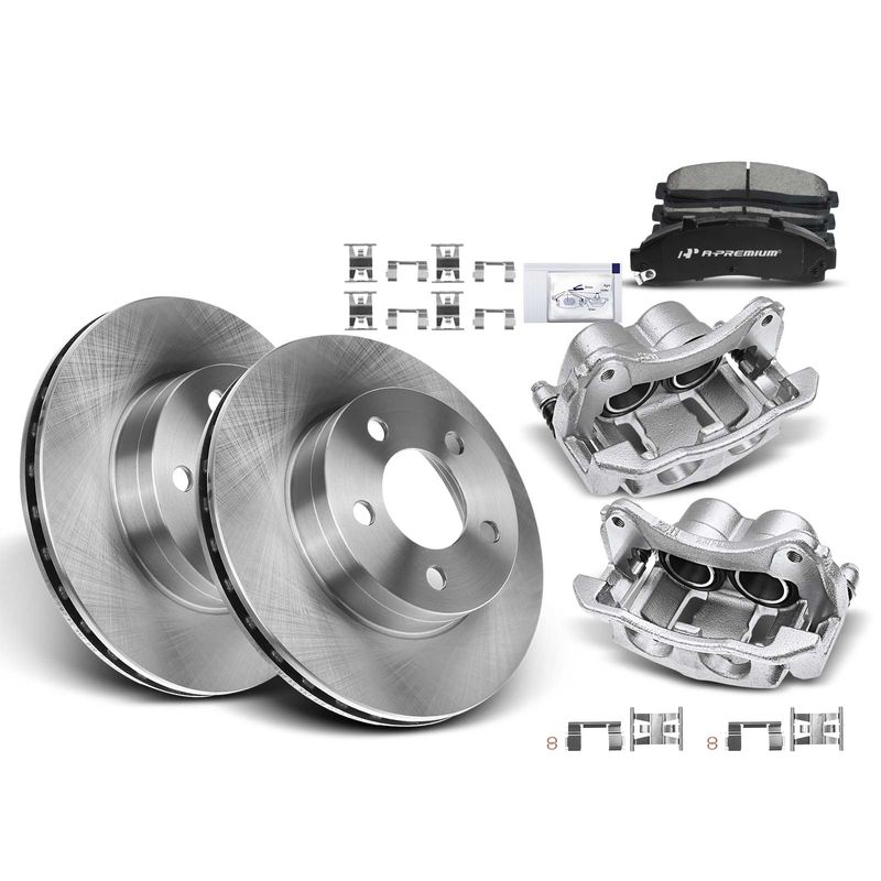 8 Pcs Front Disc Brake Rotor & Pads + Brake Caliper for 1998-2002 Mazda ...