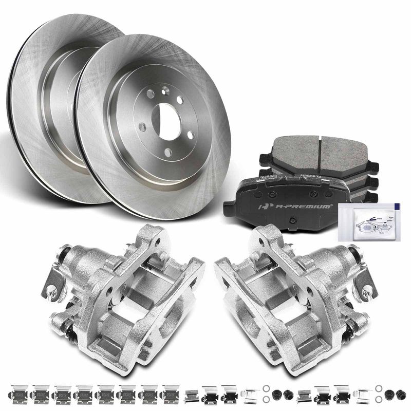 8 Pcs Rear Disc Brake Rotors & Pads + Brake Caliper for 2018 Ford Explorer