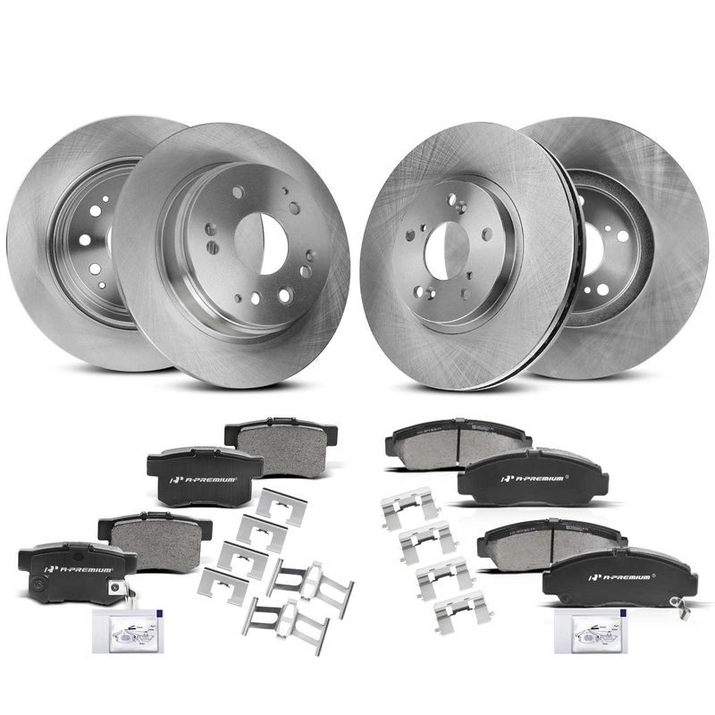 Front & Rear Side Disc Brake Rotors & Ceramic Brake Pads for 2002 Acura TL