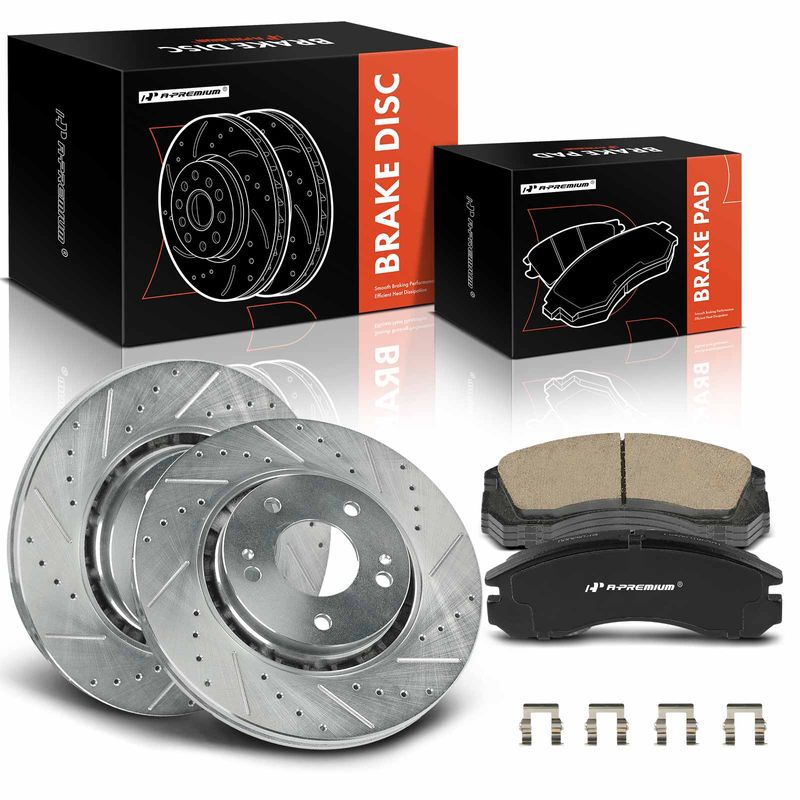 6 Pcs Front Drilled Rotors & Ceramic Brake Pads for 2022 Mitsubishi ...