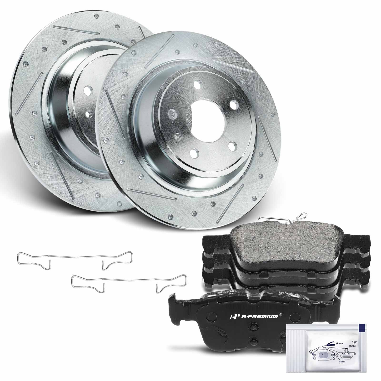 Rear Drilled Rotors & Ceramic Brake Pads for Ford Fusion 2013-2020 ...