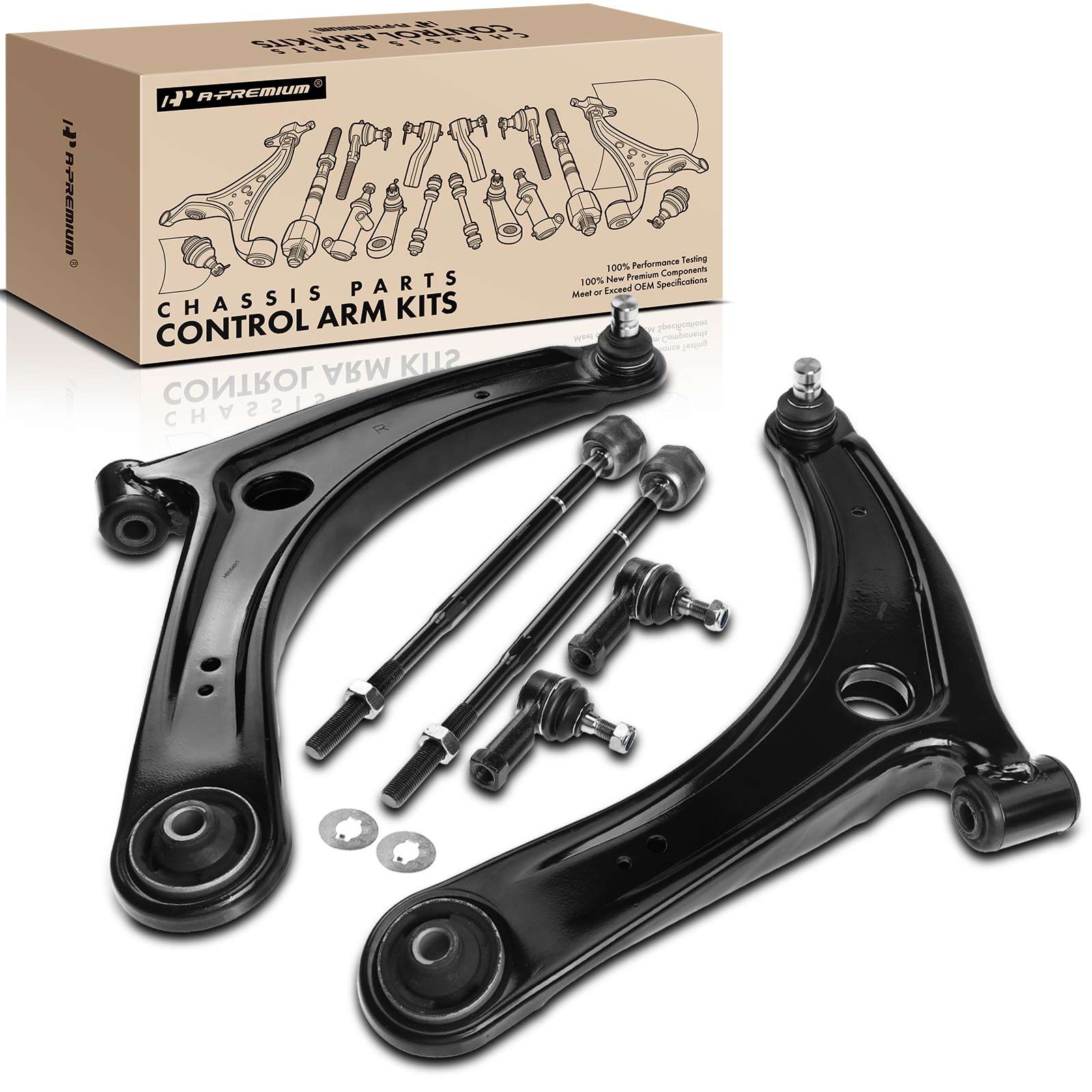 6 Pcs Front Lower Control Arm with Ball Joints Tie Rod End for 2008 ...