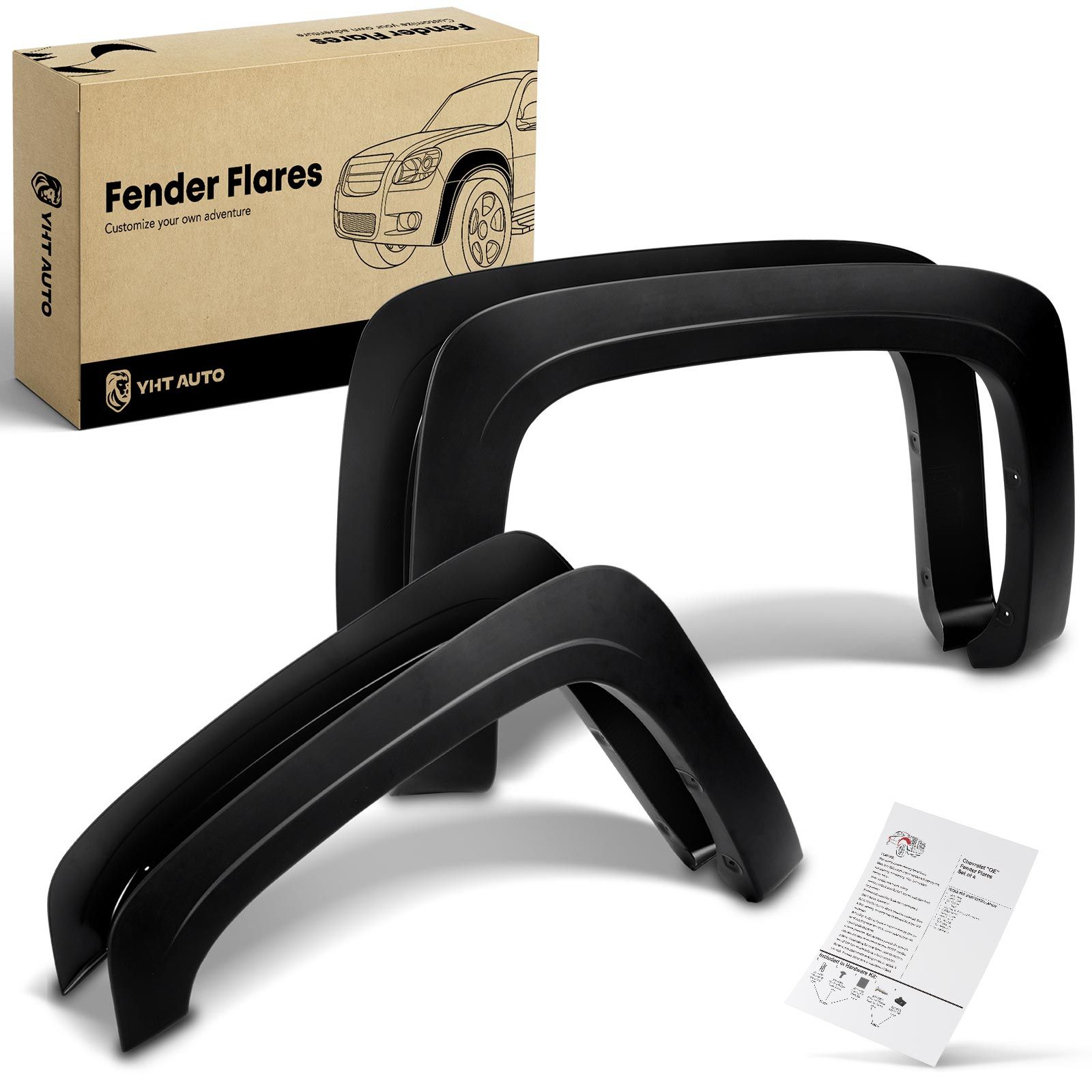 4 Pcs Factory Shiny Fender Flares | 6.5FT & 8FT Fleetside Bed for Chevy ...