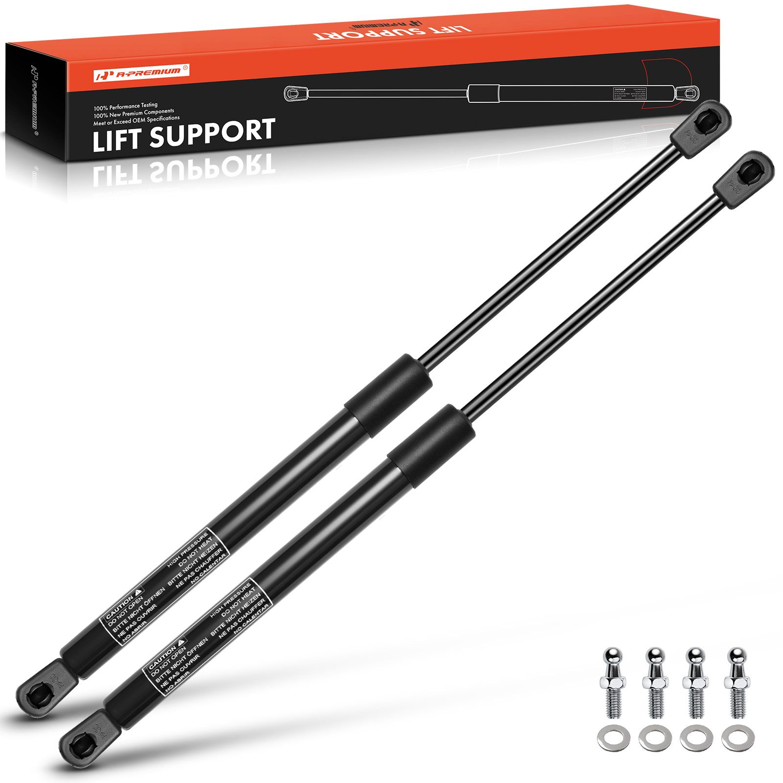 2 Pcs Universal Lift Supports Gas Struts Extended Length 16.06in. 45lbs ...