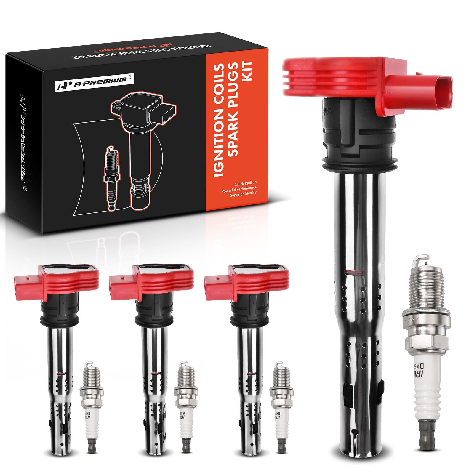 4 Pcs Ignition Coil & 4 Pcs IRIDIUM Spark Plug Kit for Audi A4 A5 Q7 ...