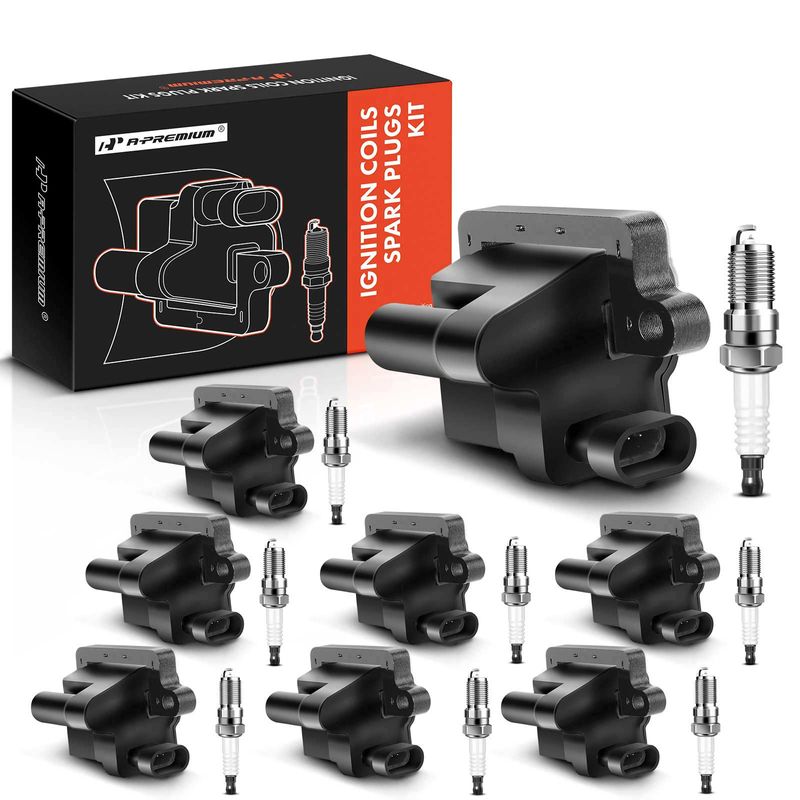 8 Pcs Black Ignition Coil & 8 Pcs IRIDIUM Spark Plug Kit for Chevy GMC ...