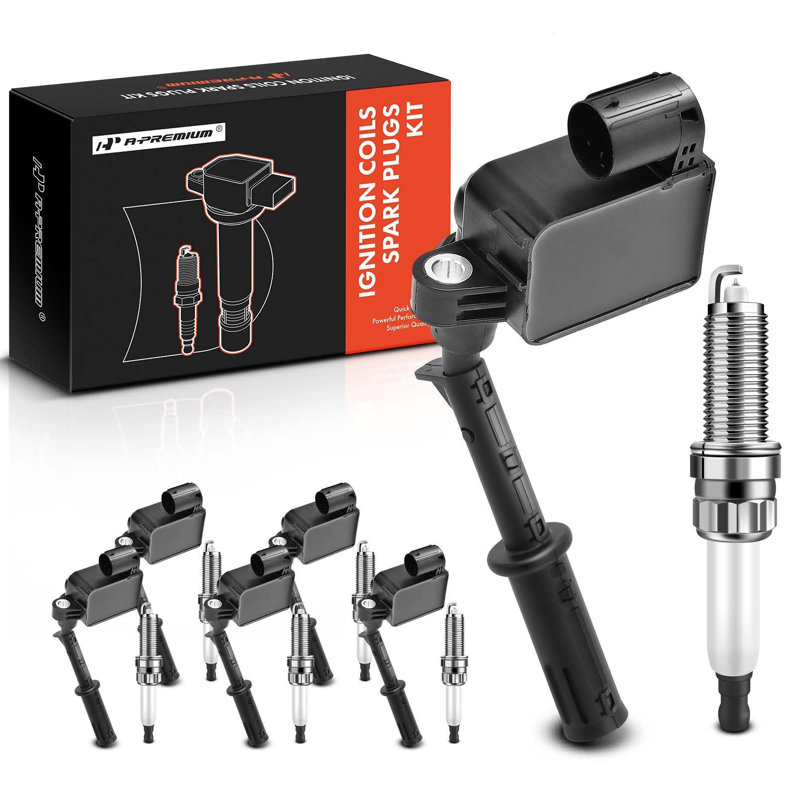 6 Pcs Black Ignition Coil & 6 Pcs IRIDIUM Spark Plug Kit for Mercedes-Benz W166 ML350 | A-Premium