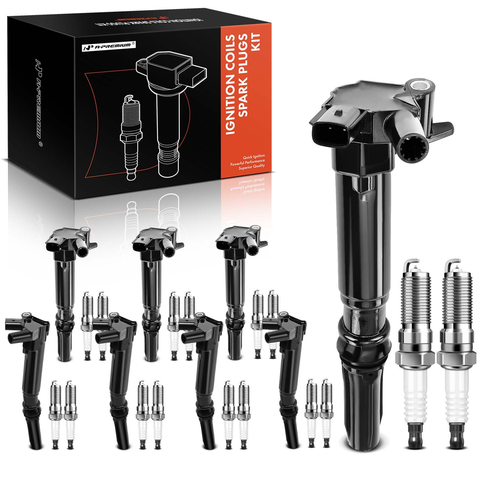 8 Pcs Black Ignition Coil & 16 Pcs IRIDIUM Spark Plug Kit for Ford F-150 F-250 Super Duty | A ...