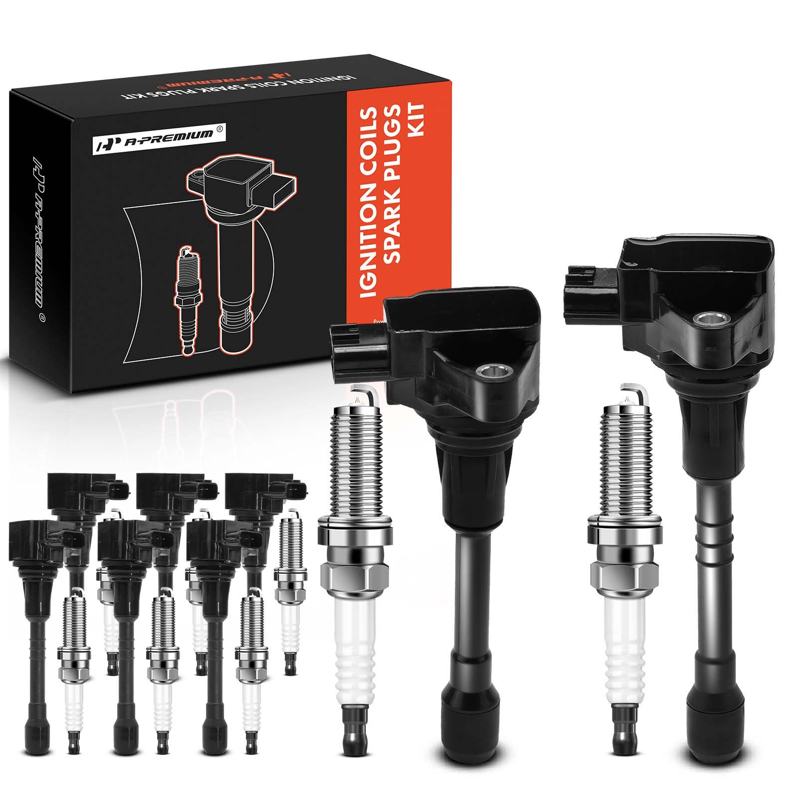 8 Pcs Black Ignition Coil & 8 Pcs IRIDIUM Spark Plug Kit for Nissan ...