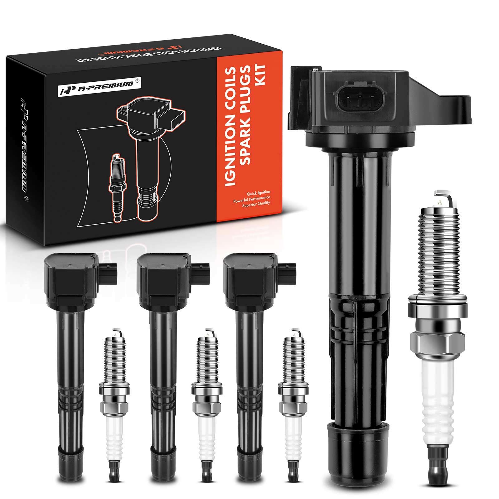 4 Pcs Black Ignition Coil & 4 Pcs IRIDIUM Spark Plug Kit for 2015-2019 Honda CR-V | A-Premium