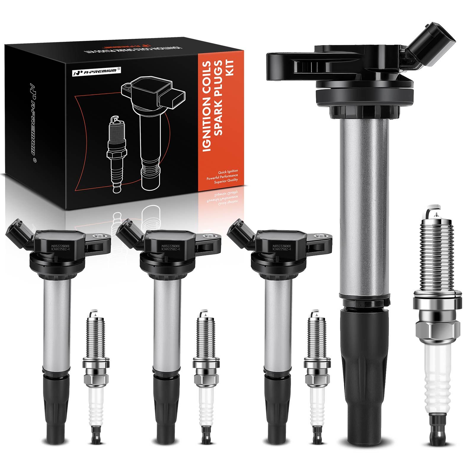 4 Pcs Black Ignition Coil & 4 Pcs Double IRIDIUM Spark Plug Kit for ...