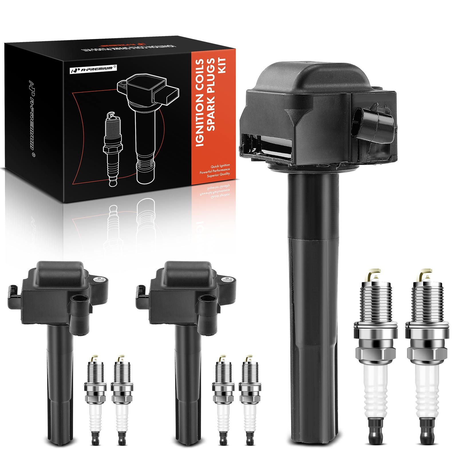3 Pcs Black Ignition Coil & 6 Pcs IRIDIUM Spark Plug Kit for Toyota Camry 96-01 3.0L | A-Premium