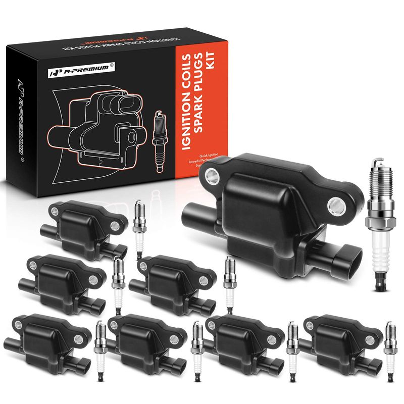 8 Pcs Ignition Coil & 8 Pcs IRIDIUM Spark Plug Kit for Chevy Silverado ...