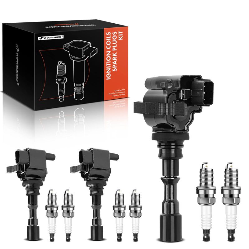 3 Pcs Black Ignition Coil & 6 Pcs IRIDIUM Spark Plug Kit for Kia Sedona Hyundai 3.5L | A-Premium