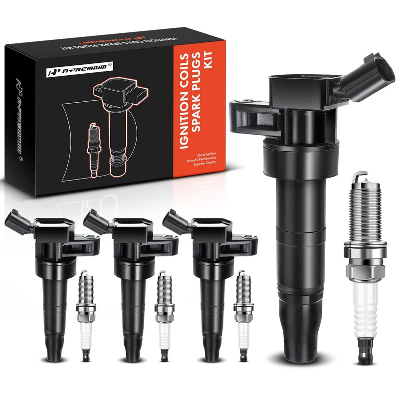 4 Pcs Ignition Coil & 4 Pcs IRIDIUM Spark Plug Kit for 2015 Kia Optima 2.4L l4 | A-Premium