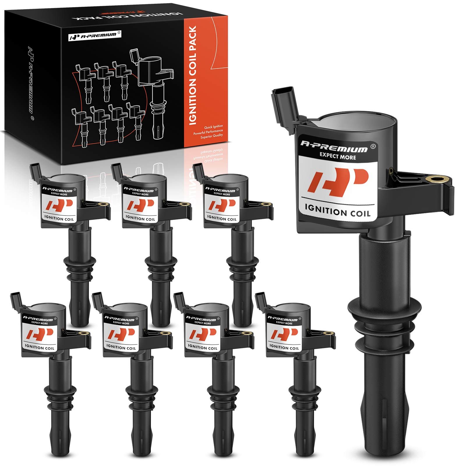 8 Pcs Ignition Coils with 2 Pins for Ford Lincoln Mercury 4.6L 5.4L 6 ...