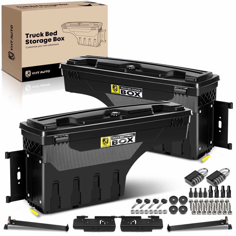2 Pcs Left & Right Lockable Storage Box Truck Bed Tool Box for Ford F ...