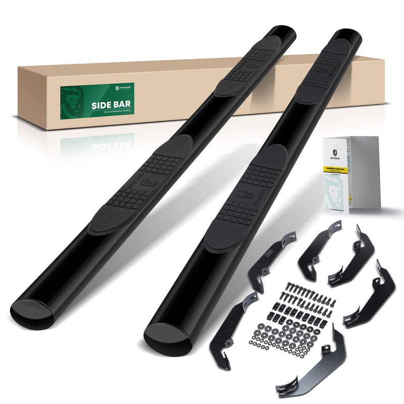 4 Inch Black Steel Oval Straight Side Step Bars for 2024 Chevrolet ...