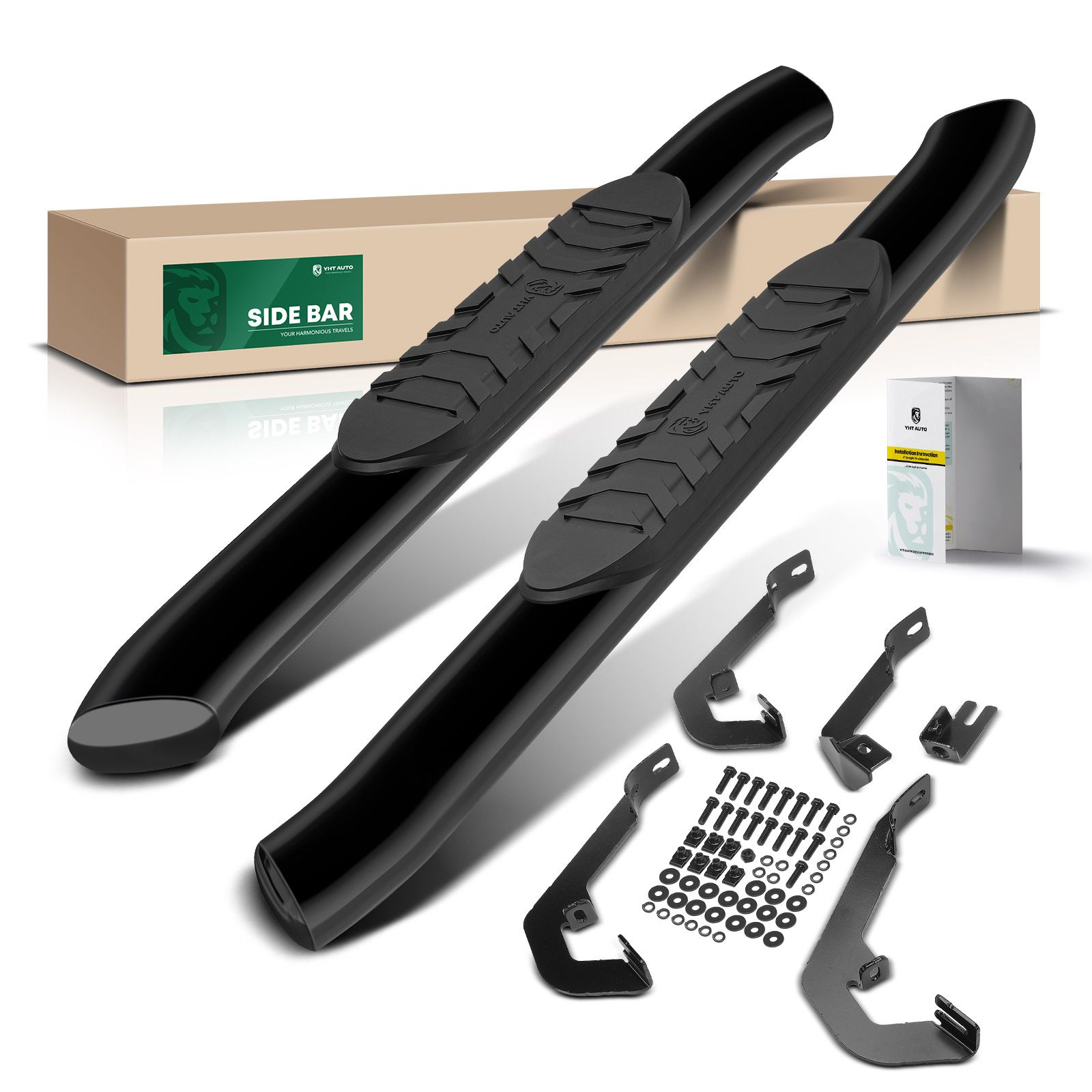 5 Inch Black Steel Oval Bent End Side Step Bars for Chevy GMC 2007-2019 ...