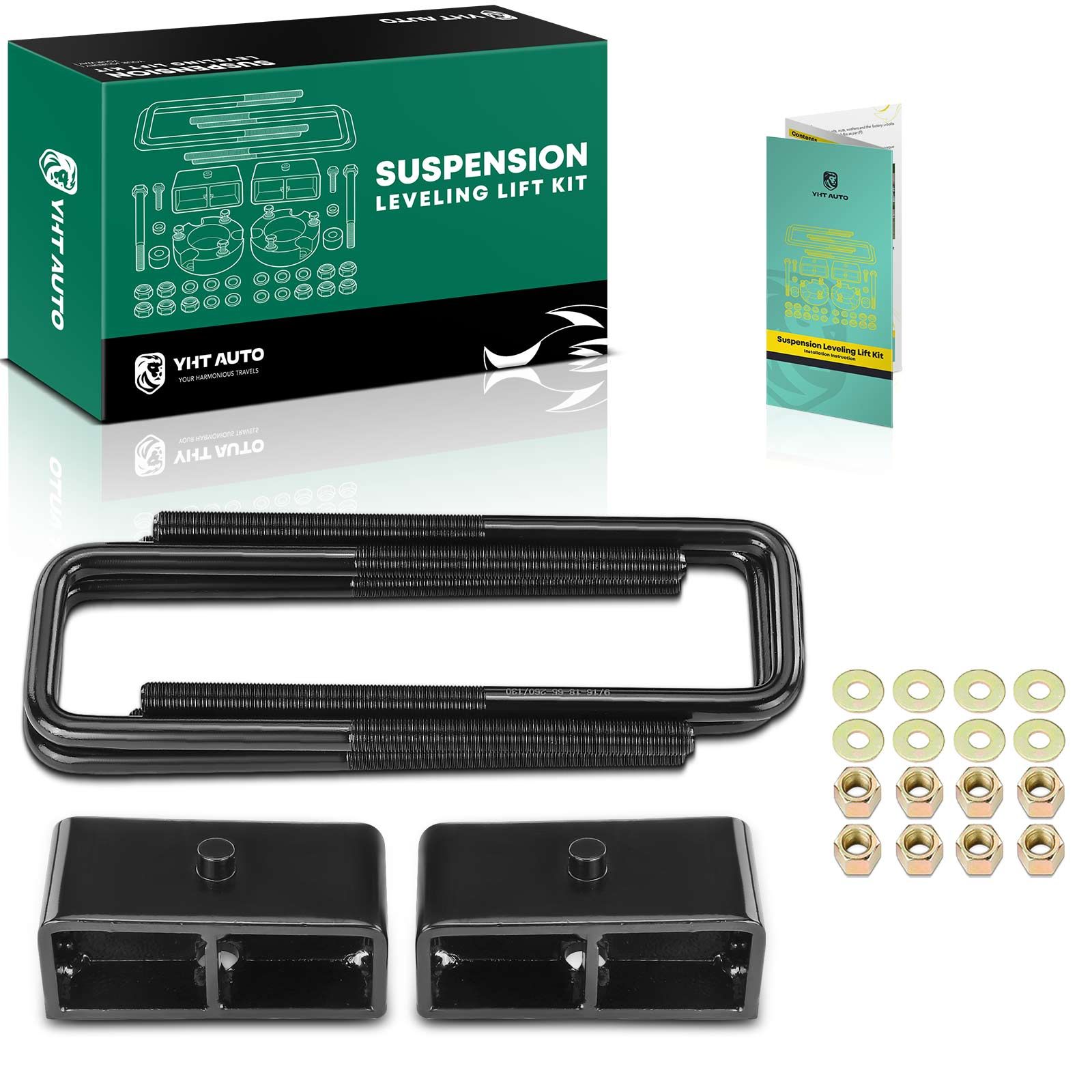 6 Pcs 2-inch Rear Leveling Lift Kit with Blocks & U-Bolts for 2013 ...